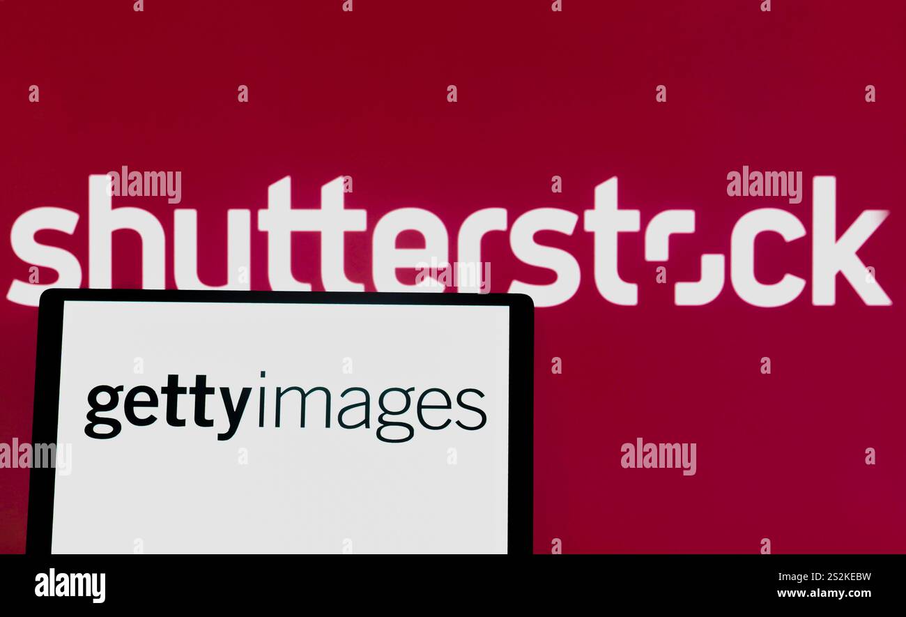 Bavaria, Germany - January 7, 2025: In this photo illustration, the Getty Images and ...