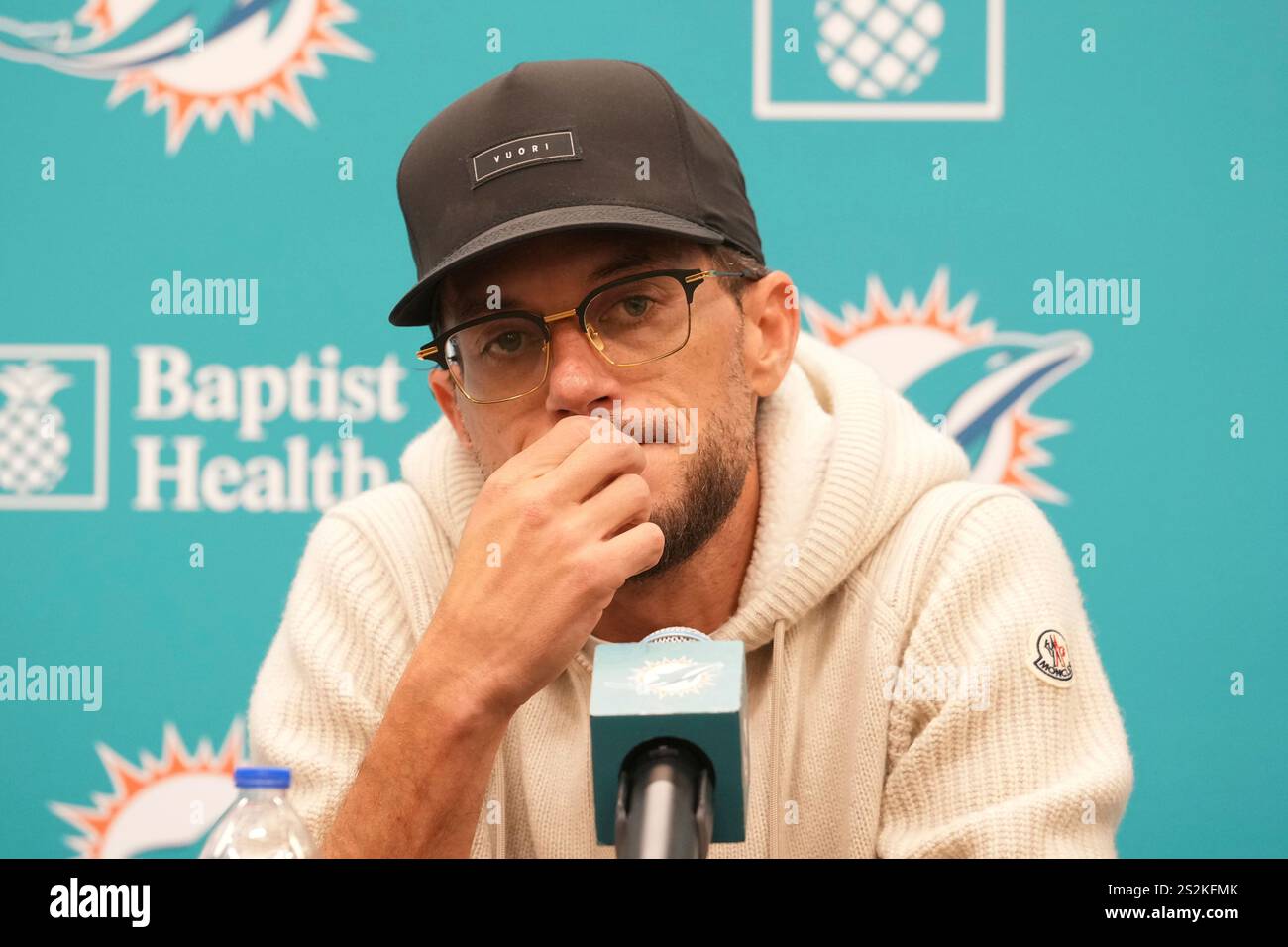 Miami Dolphins head coach Mike McDaniel gestures during a post season ...