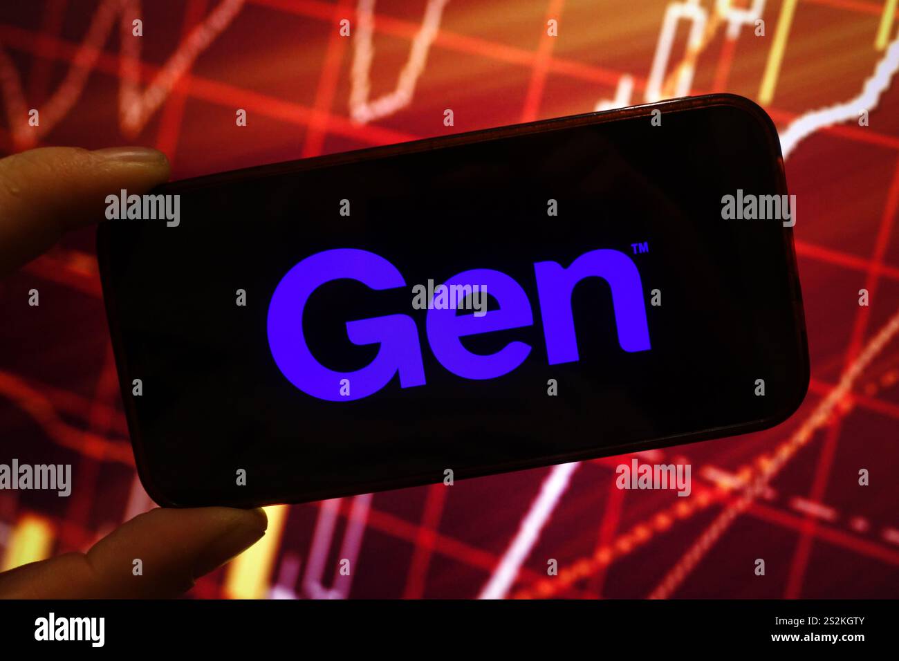 In this photo illustration, the Gen Digital company logo is seen ...