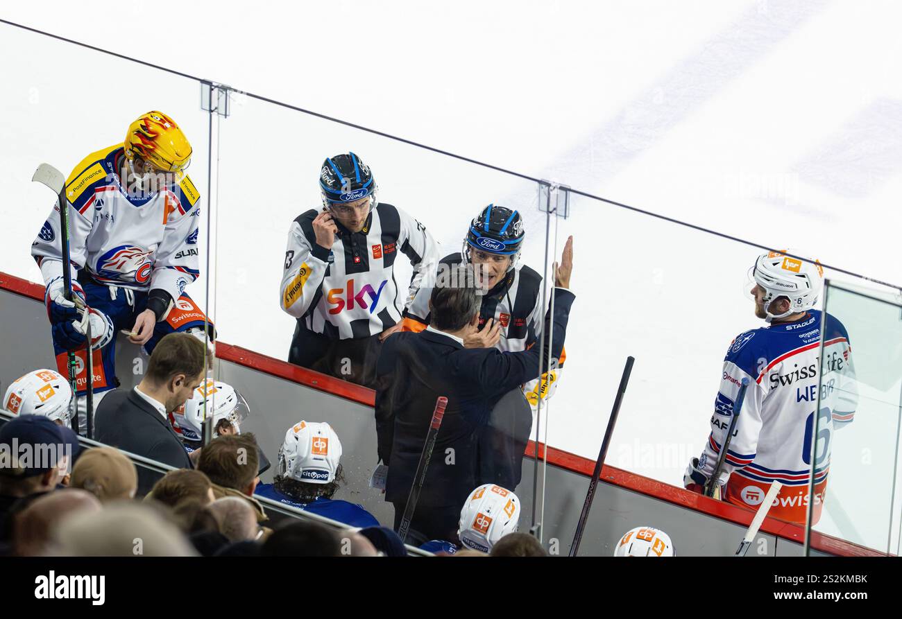 Kloten, Switzerland, 7th Jan 2025: Discussion between ZSC Lions head ...