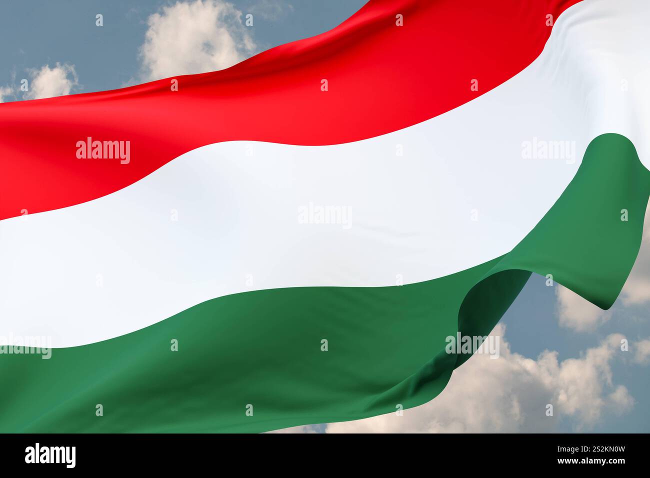 Close up waving flag of Hungary. Close up waving flag of Hungary. Blue ...
