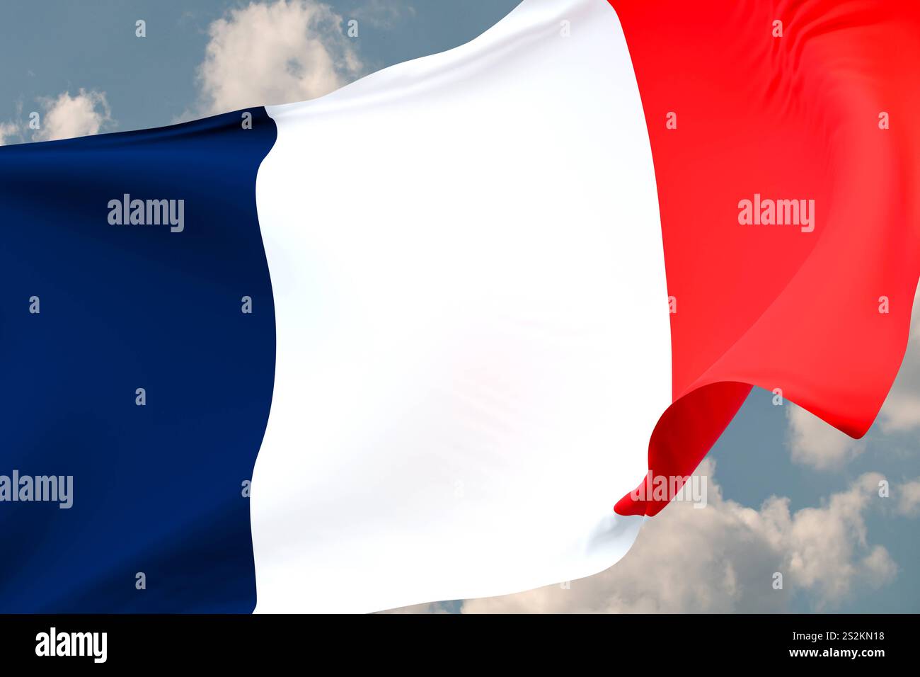 Close up waving flag of France. Close up waving flag of France. Blue ...