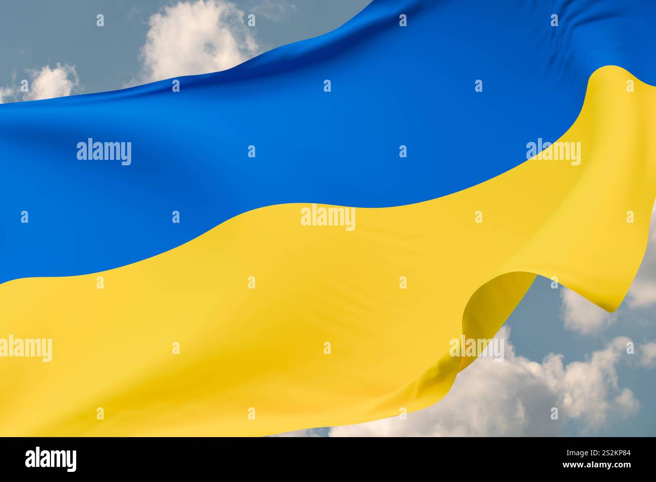Close up waving flag of Ukraine. Close up waving flag of Ukraine. Blue ...