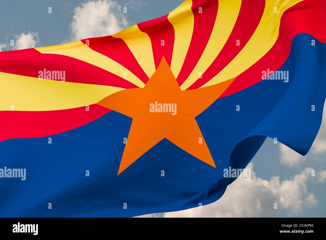 Close up waving flag of Arizona, United States. Close up waving flag of ...