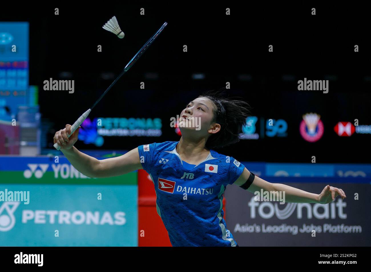 Kuala Lumpur, Malaysia. 07th Jan, 2025. Tomoka Miyazaki of Japan plays against Mia Blichfeldt of ...