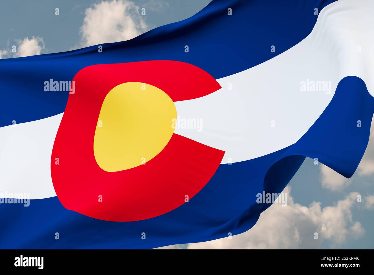 Close up waving flag of Colorado, United States. Close up waving flag ...