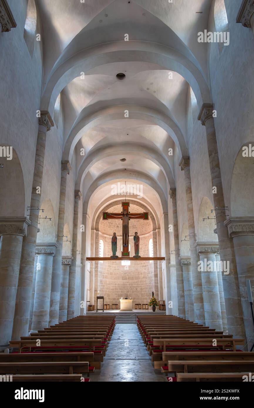 Interior of the Romanesque church in Altenstadt, Bavaria, dedicated to ...