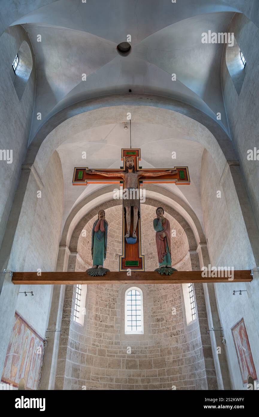 Interior of the Romanesque church in Altenstadt, Bavaria, dedicated to ...