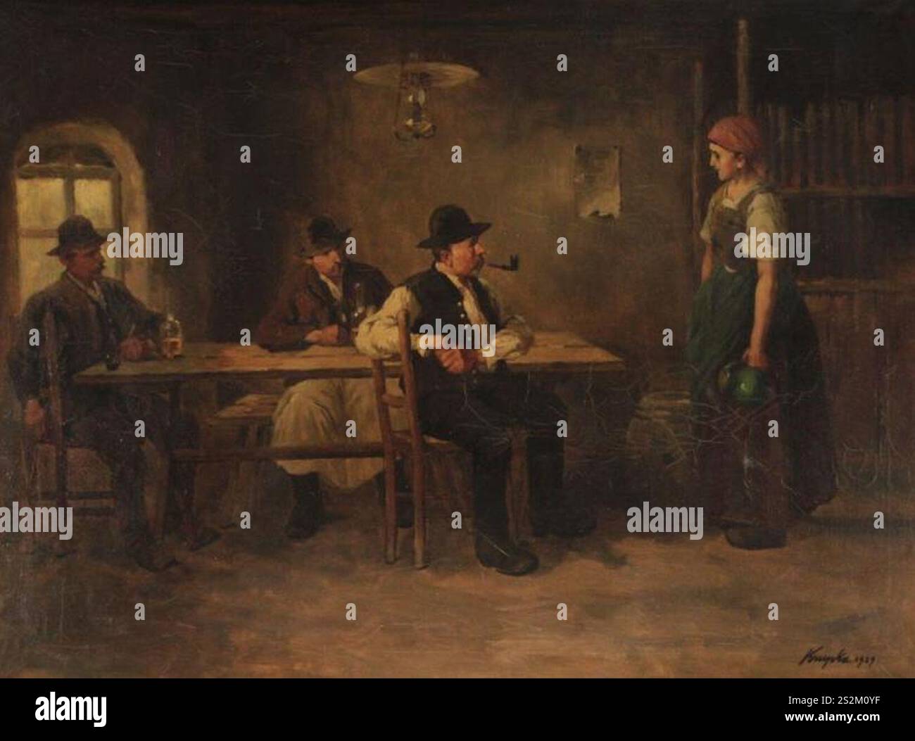 Ferenc Krupka - - Tavern, Oil on Canvas, 1929 Stock Photo - Alamy