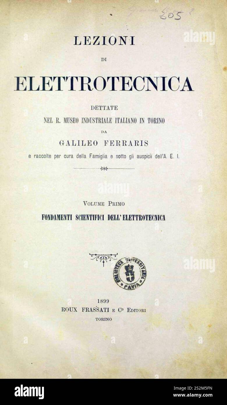 Ferraris, Galileo – Fondamenti scientifici dell'elettrotecnica, 1899 ...