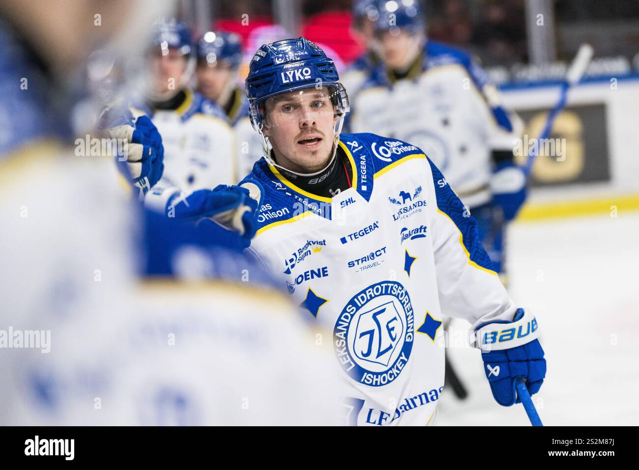 250107 Leksands Marcus Karlberg jublar efter 3-4 under ishockeymatchen ...