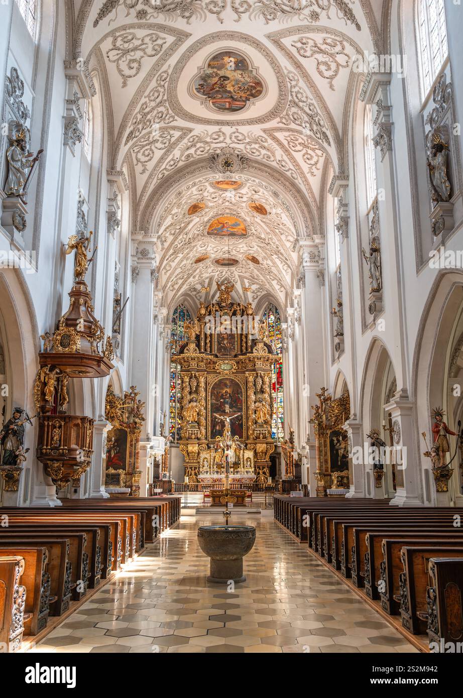 Interior of the church of Maria Himmelfahrt in Landsberg am Lech, a ...