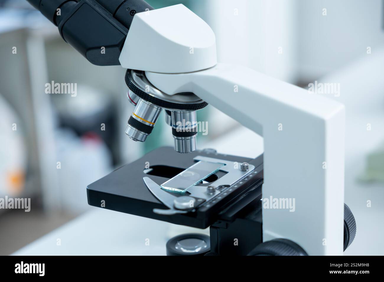 Professional scientists optical equipment in laboratory for studying ...