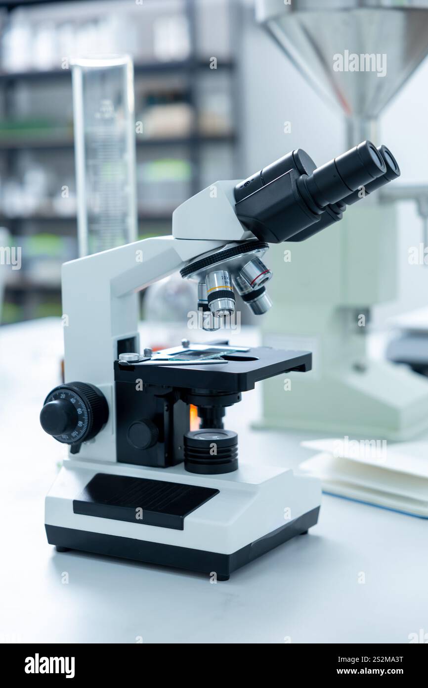 Professional scientists optical equipment in laboratory for studying ...