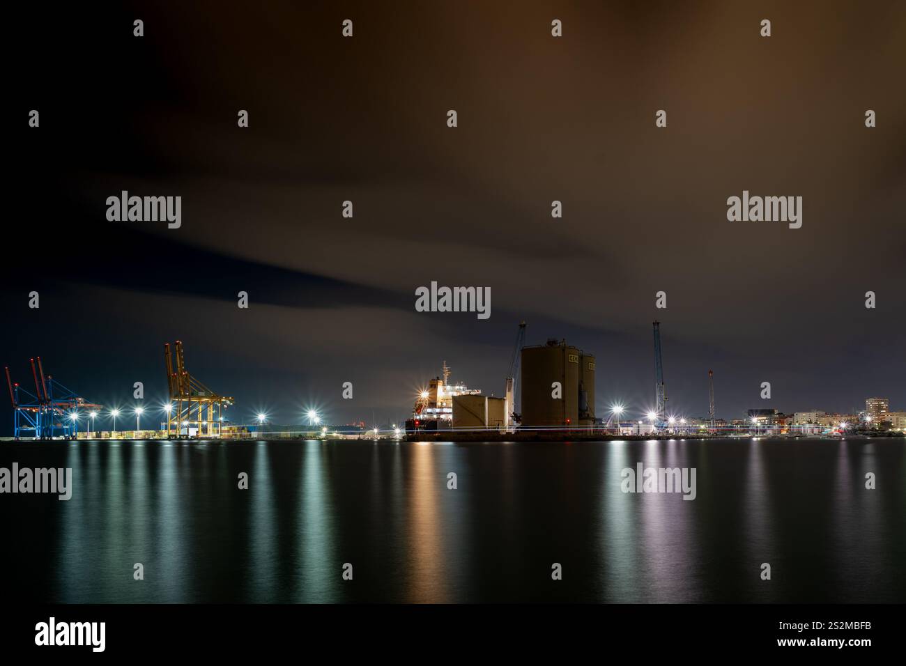 Port by night Stock Photo - Alamy