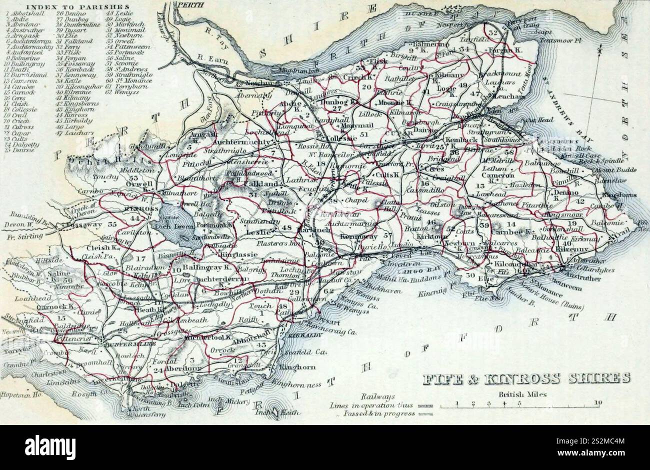 FIFE & KINROSS SHIRES Civil Parish map Stock Photo - Alamy