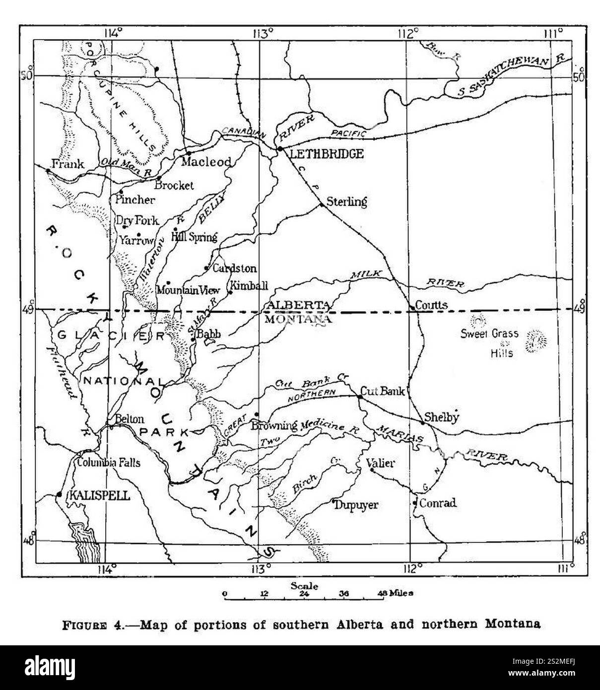Fig 4 Map of portions of southern Alberta and Northern Montana Stock ...