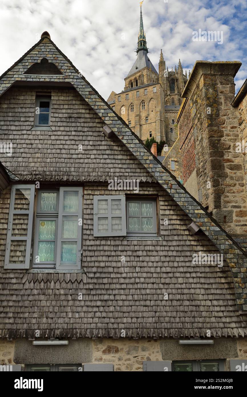 161 Mont-Saint-Michel: Wood-shingle and slate clad, gable facade of XV ...