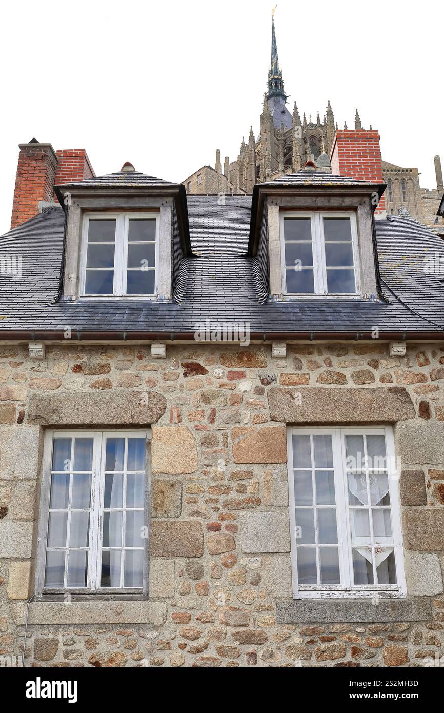 167 Mont-Saint-Michel: Le Montoise medieval building rear facade, seen ...