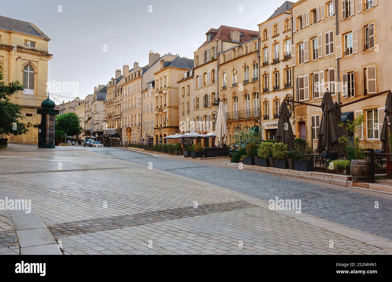 Charming European street with historic architecture, cobblestone ...