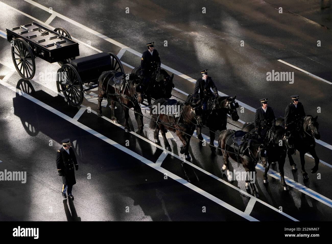 Washington, United States. 07th Jan, 2025. A horse-drawn caisson awaits ...