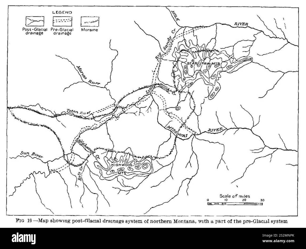 Fig 19 Map showing post-Glacial drainage system Stock Photo - Alamy
