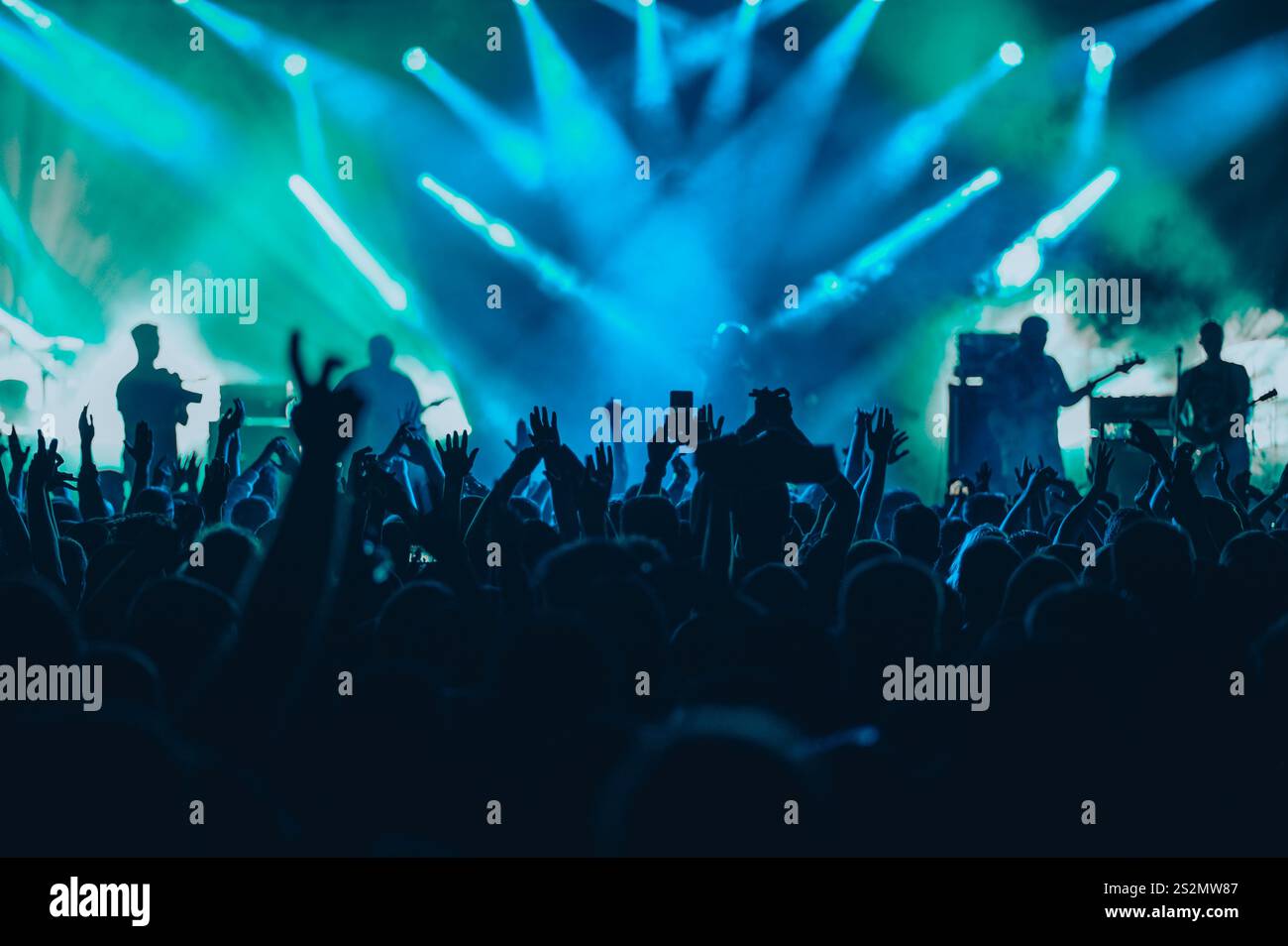 Large group of people in a concert crowd enjoying live performance on a ...