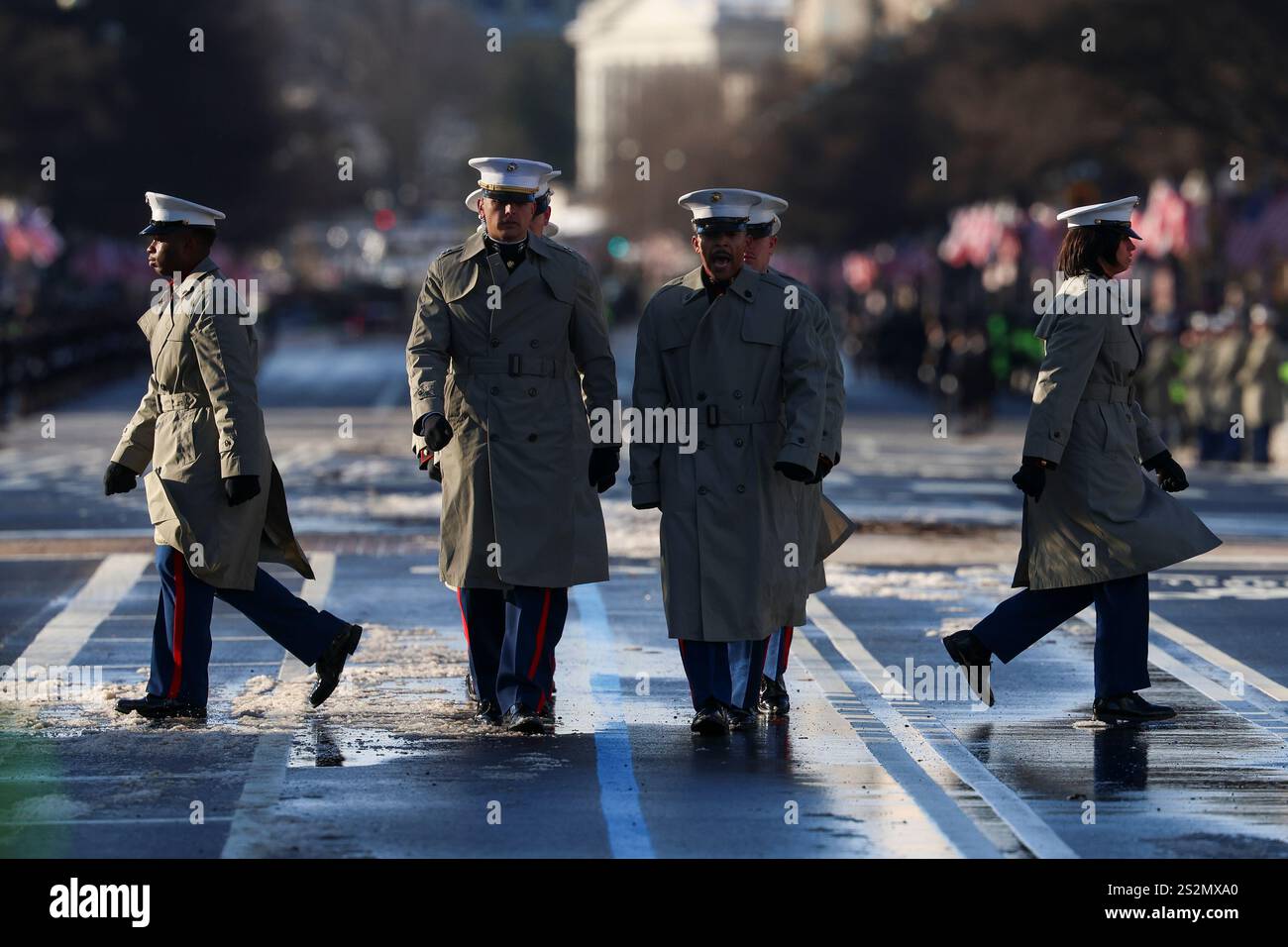 The U.S. Marines walk in formation on the day when Jimmy Carter, the ...