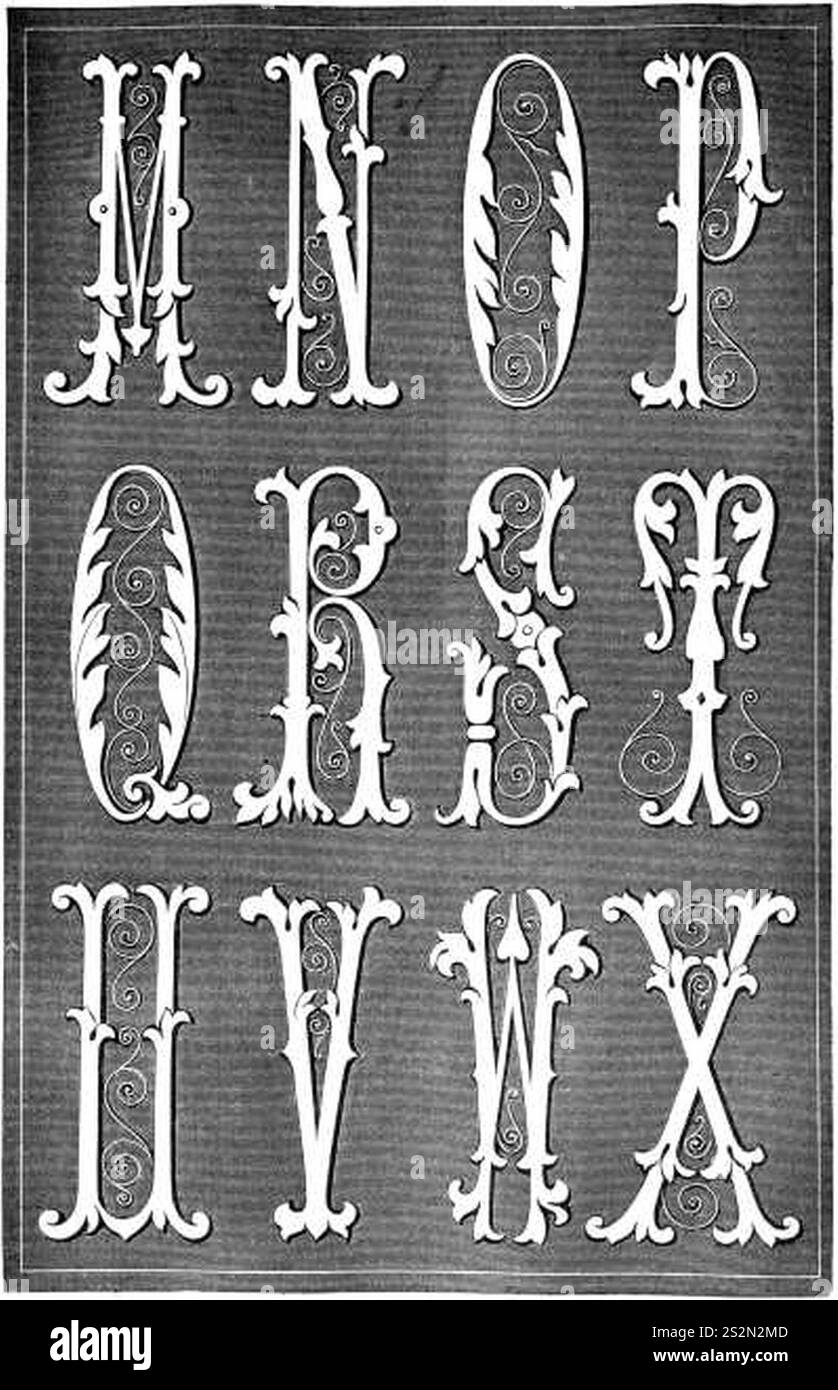Fig. 204. Alphabets for monograms. Inside letters M to X Stock Photo ...