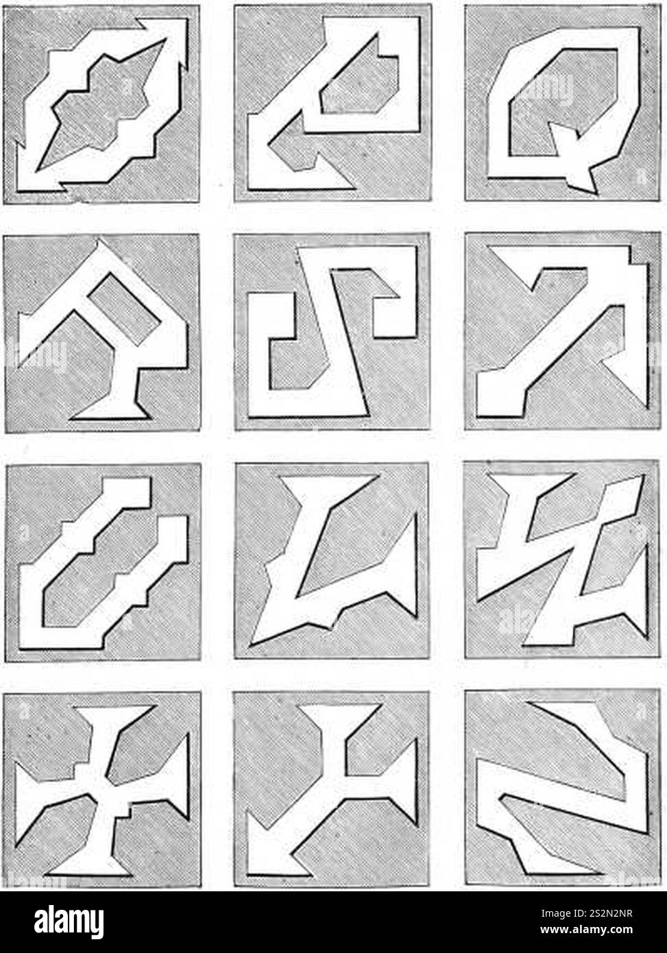 Fig. 212. Alphabet left blank and outlined by the grounding. Letters O ...