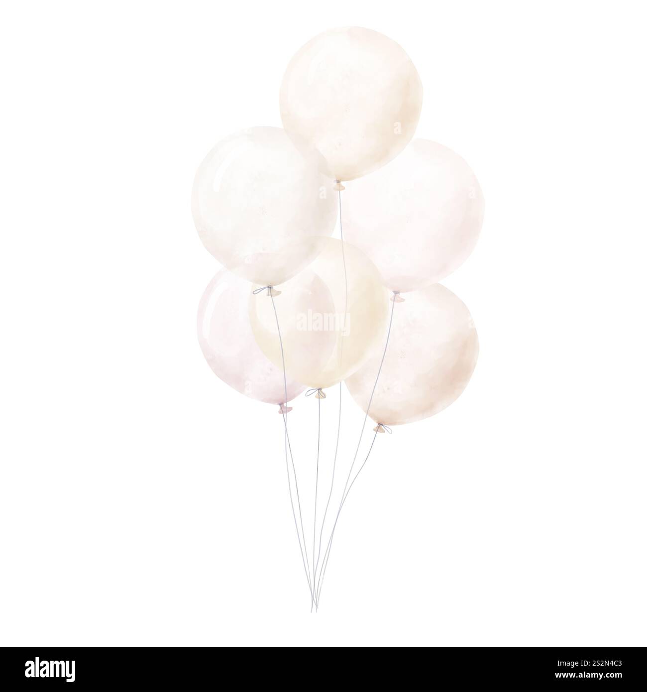 Delicate beige round balloons. Watercolor digital illustration. Cute ...
