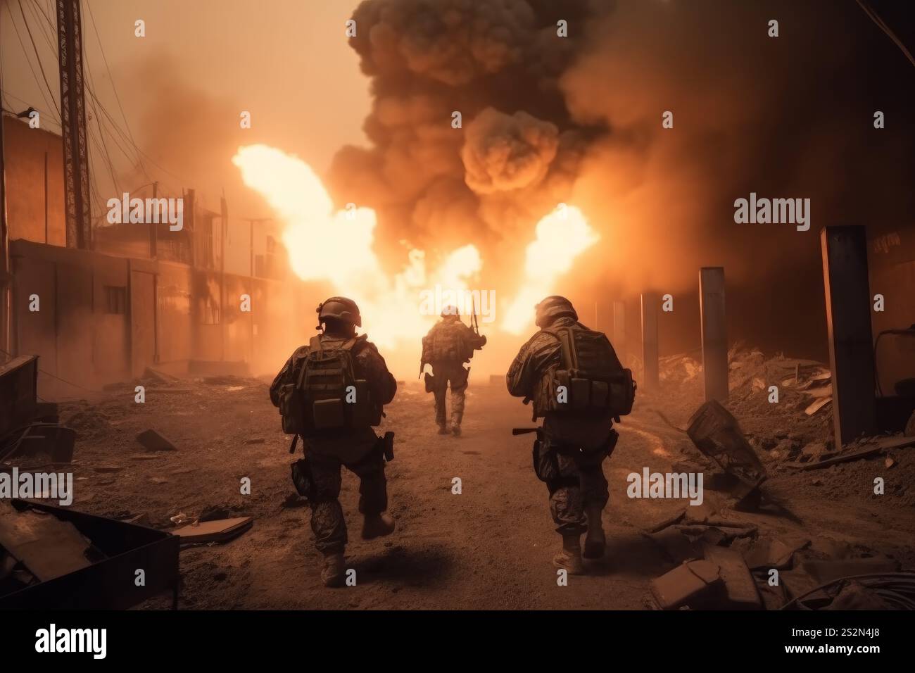 Warzone soldiers fire. Military battle. Generate Ai Stock Photo - Alamy