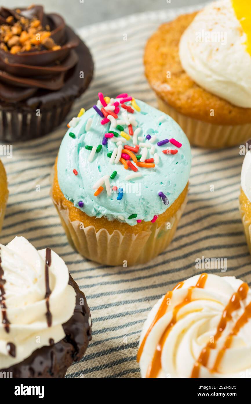 Sweet Homemade Assorted Gourmet Cupcakes with Buttercream Frosting ...