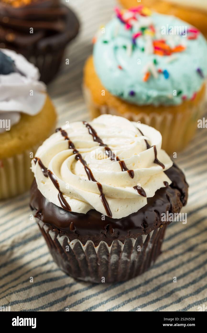 Sweet Homemade Assorted Gourmet Cupcakes with Buttercream Frosting ...