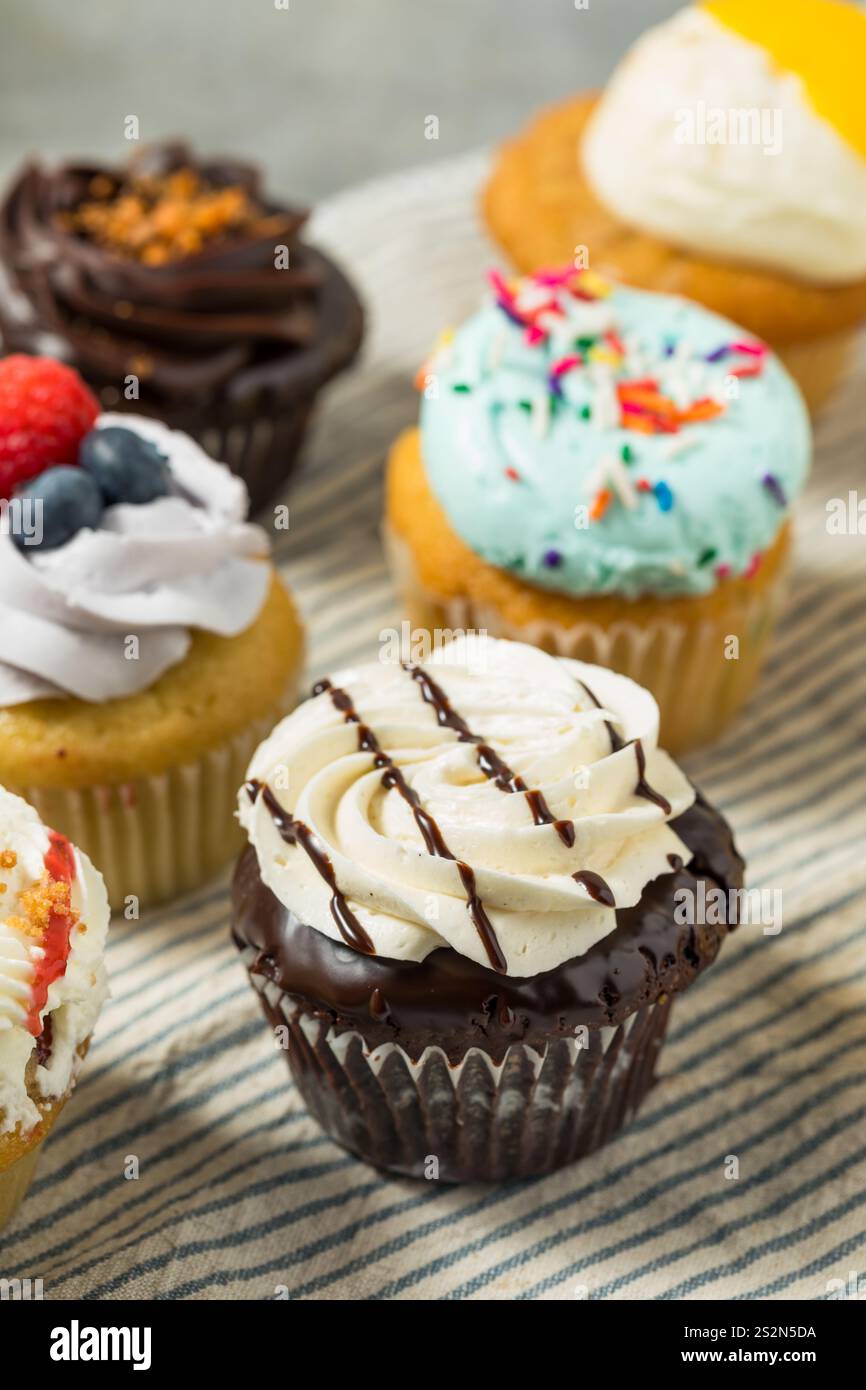 Sweet Homemade Assorted Gourmet Cupcakes with Buttercream Frosting ...