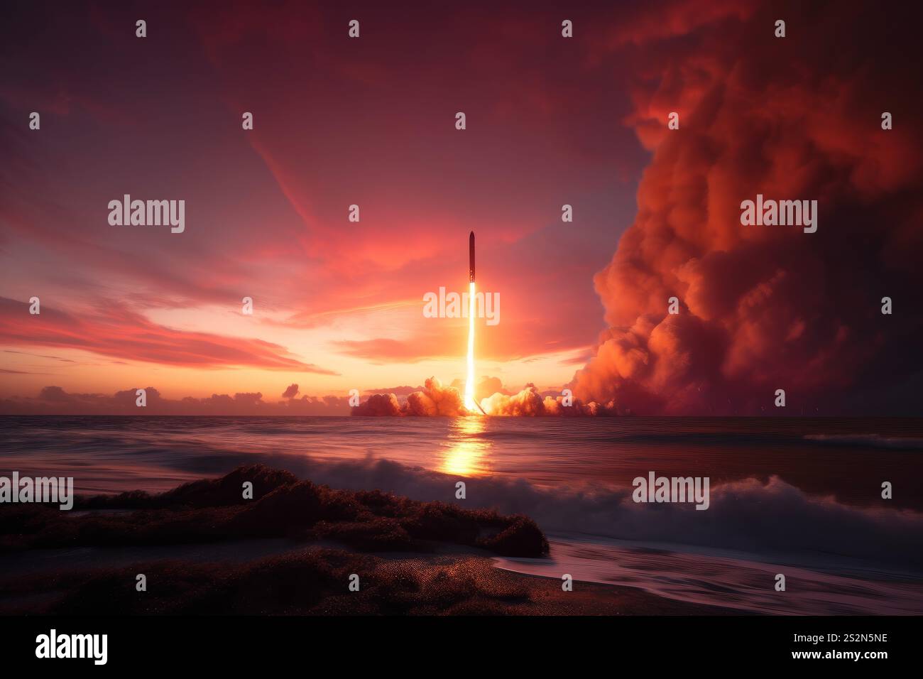 Starship sunset launch. Planet star. Generate Ai Stock Photo - Alamy