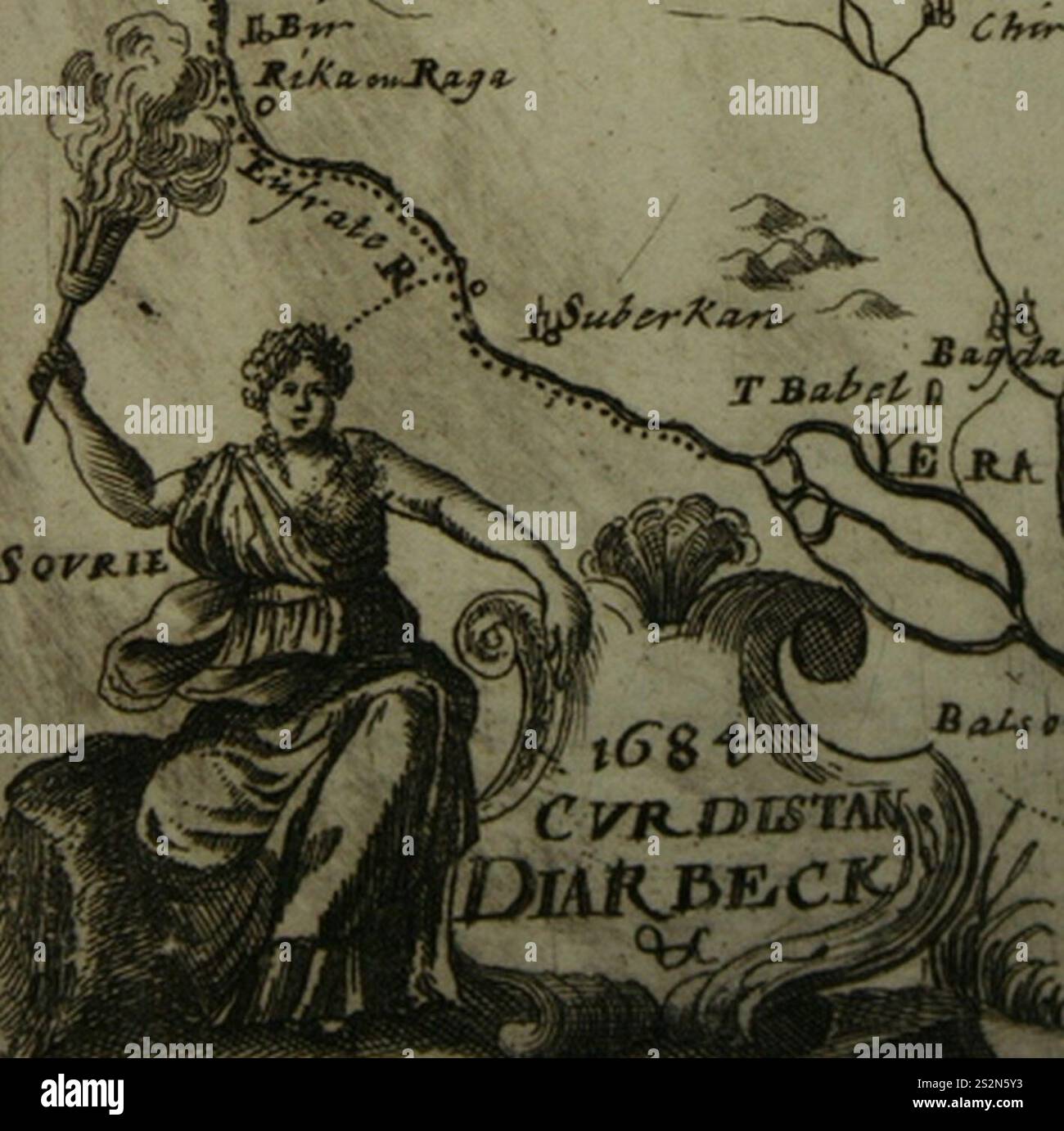 Figurative cartouche on a Curdistan map by Mallett Stock Photo - Alamy