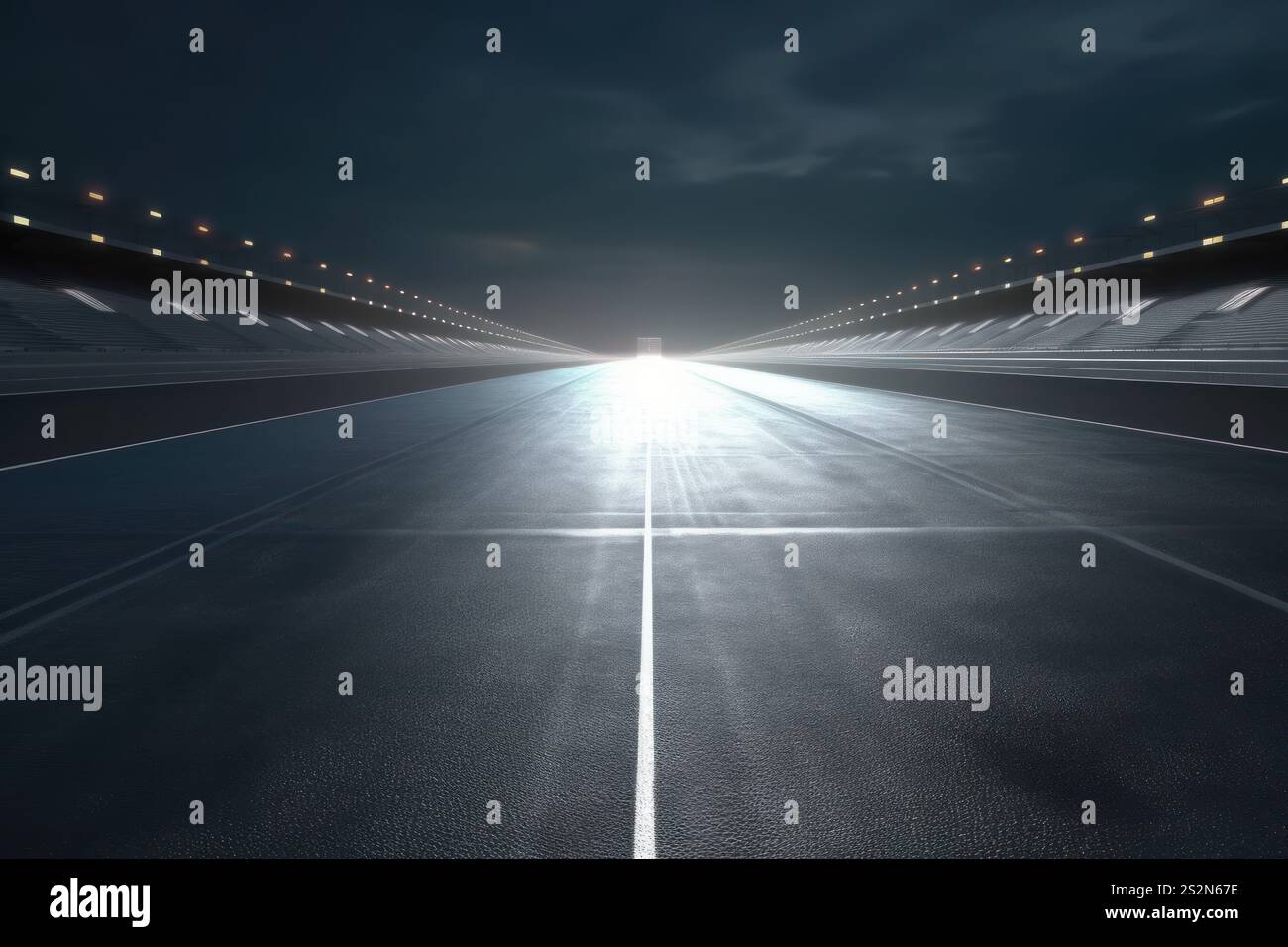 Night race track finish line. Start speed. Generate Ai Stock Photo - Alamy