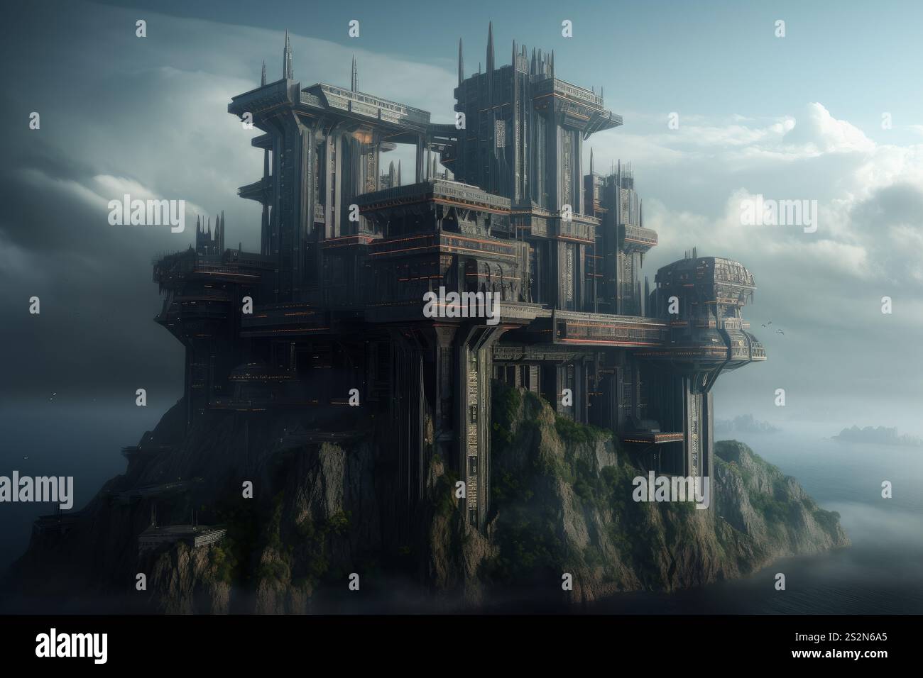 Futuristic cyberpank castle. Future architecture. Generate Ai Stock ...