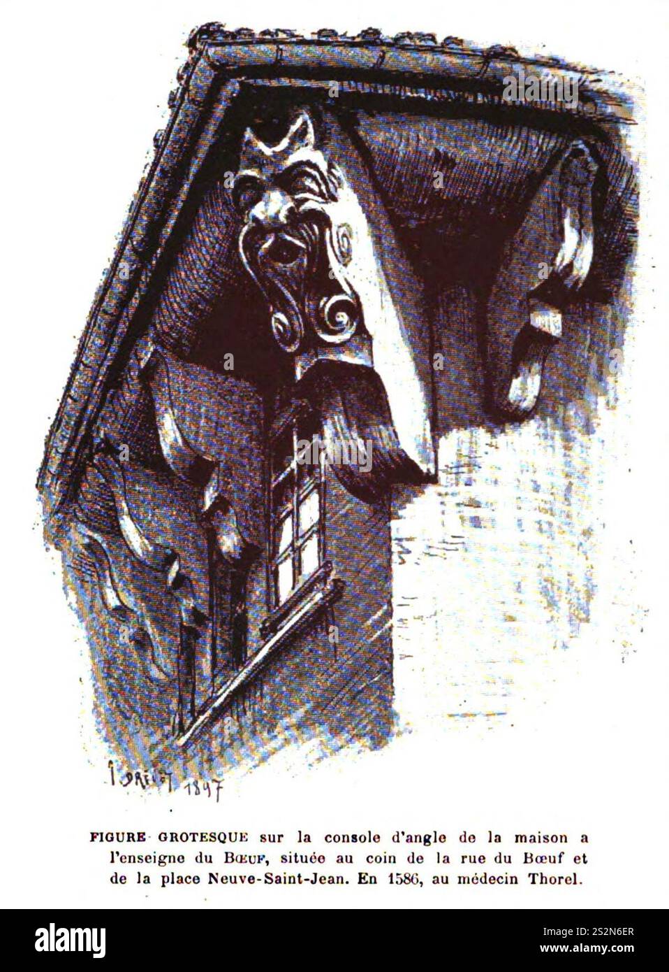 Figure grotesque sur la console d'angle de la maison à l'enseigne du ...