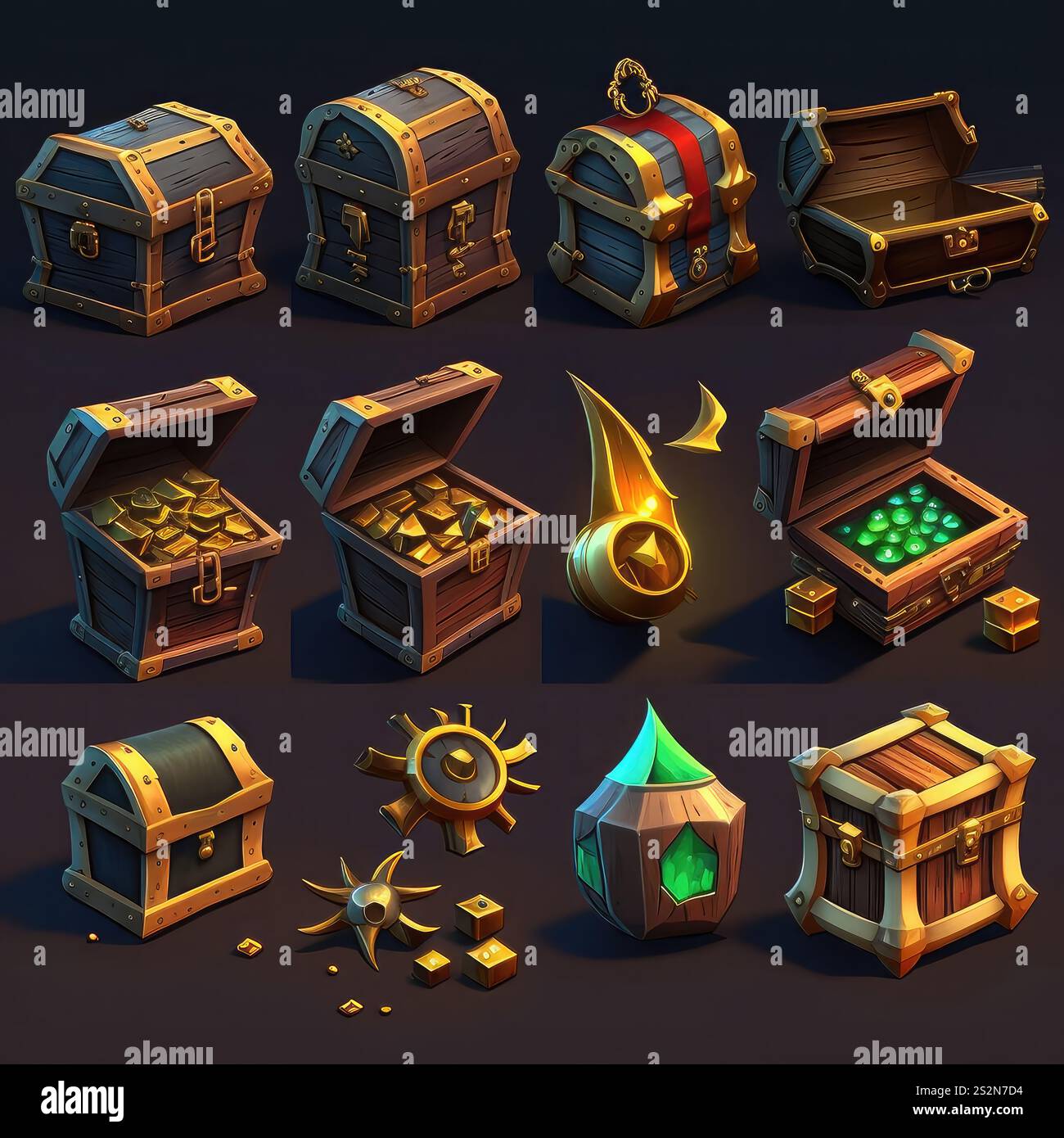 ancient game treasure chest ai generated. object ui, trunk wealth, box ...