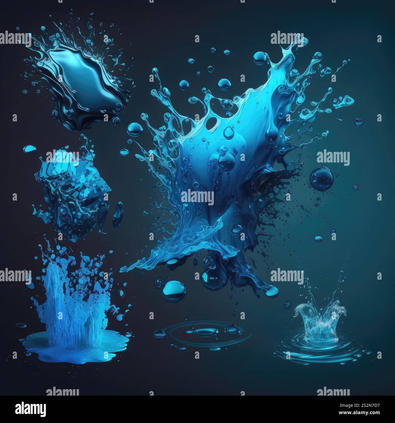 effect water splash vfx game ai generated. fx stream, aqua burst, background frame effect water ...