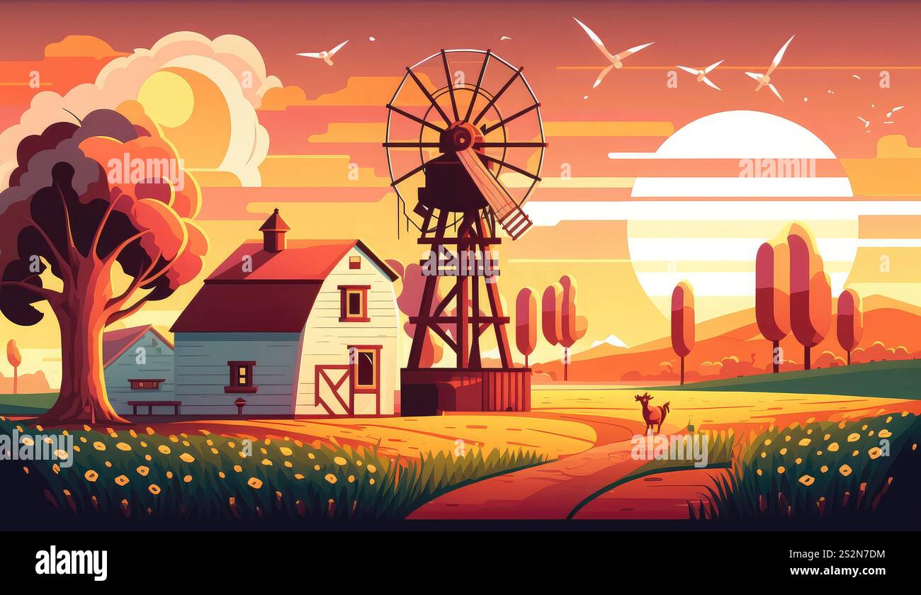 summer countryside farm. background field, landscape rural, green ...