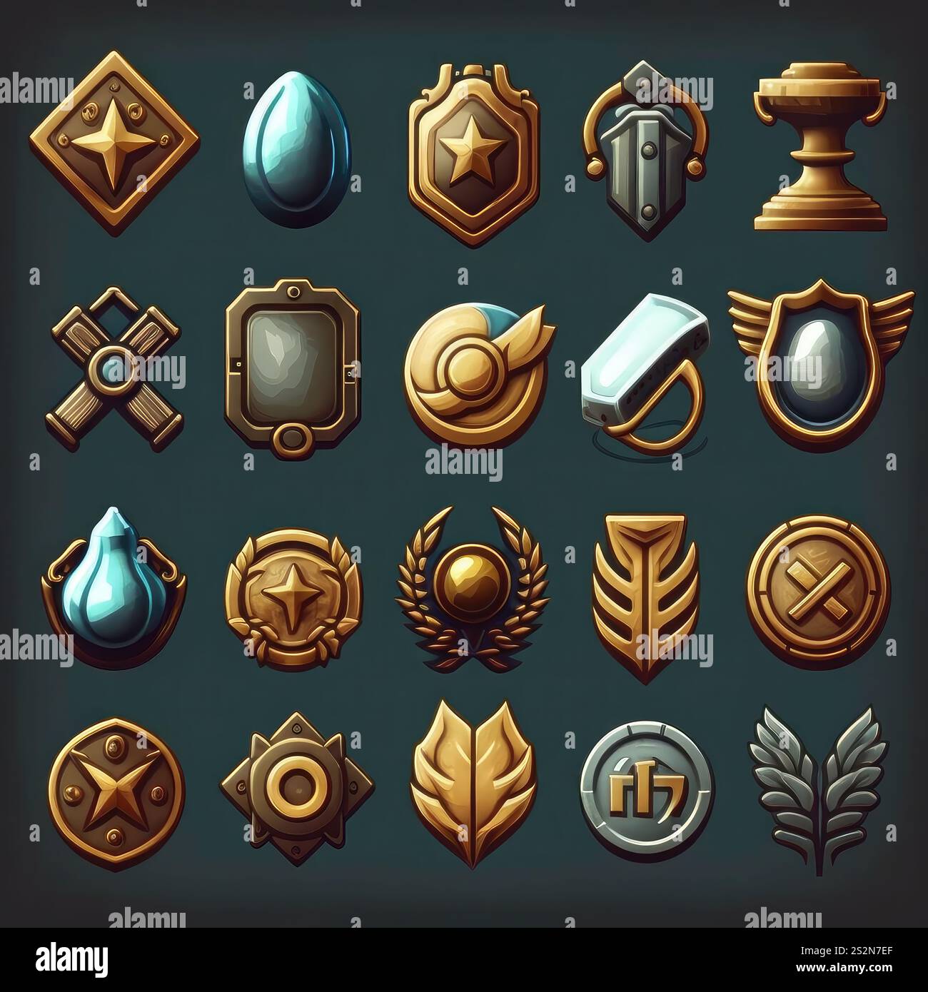 ui game medal achievement 2d ai generated. design reward, winner rank ...