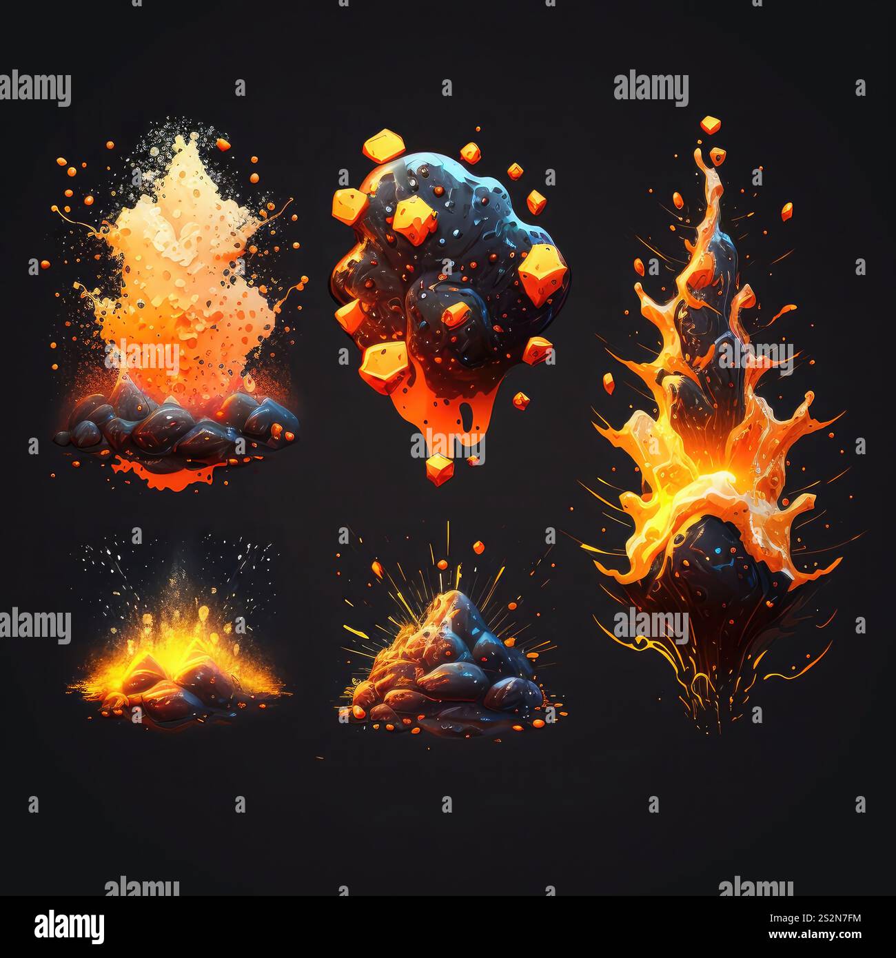 animation lava splash vfx game ai generated. liquid motion, sprite fire ...