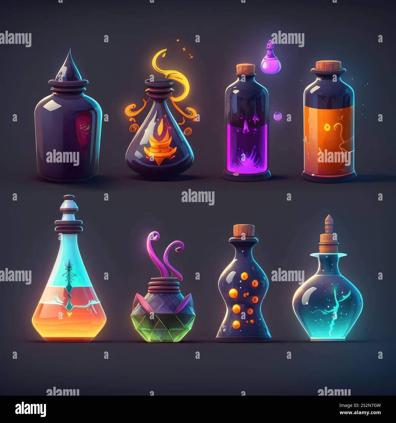 magic potion bottle video game ai generated. glass liquid, elixir ...