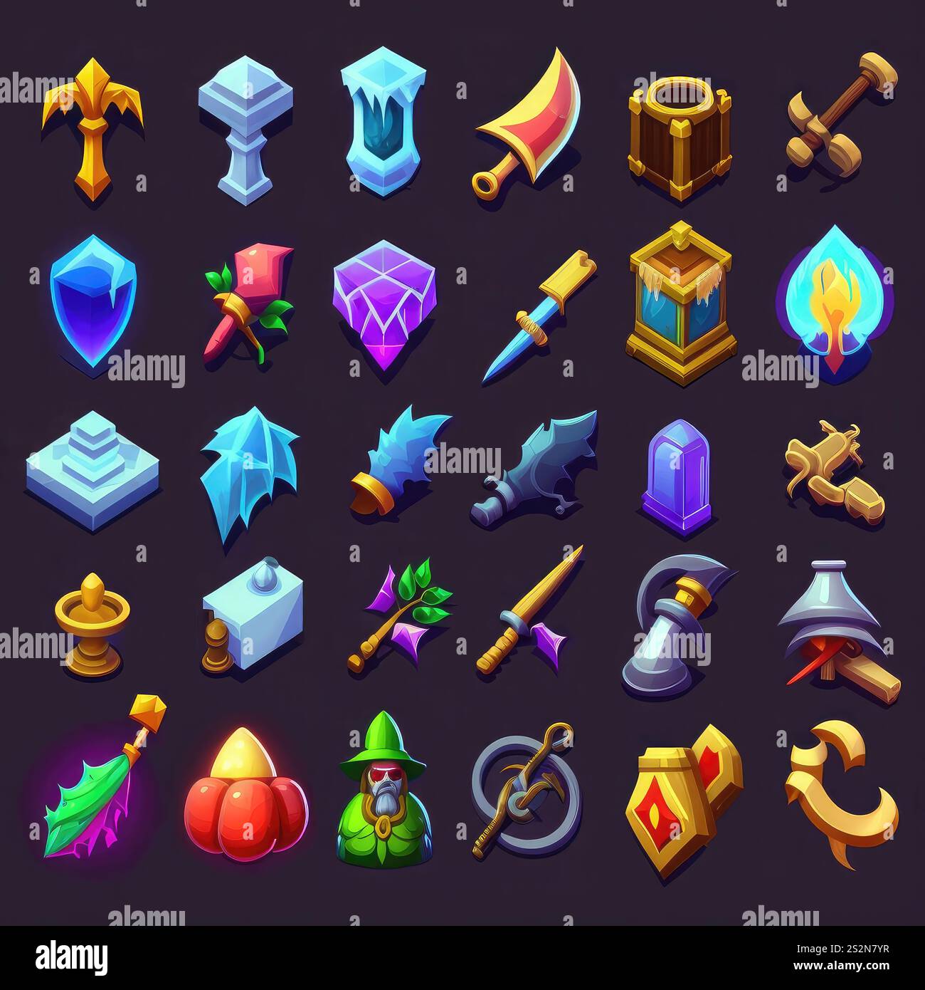 object rpg 2d game icons ai generated. effect gem, gui element, symbol ...