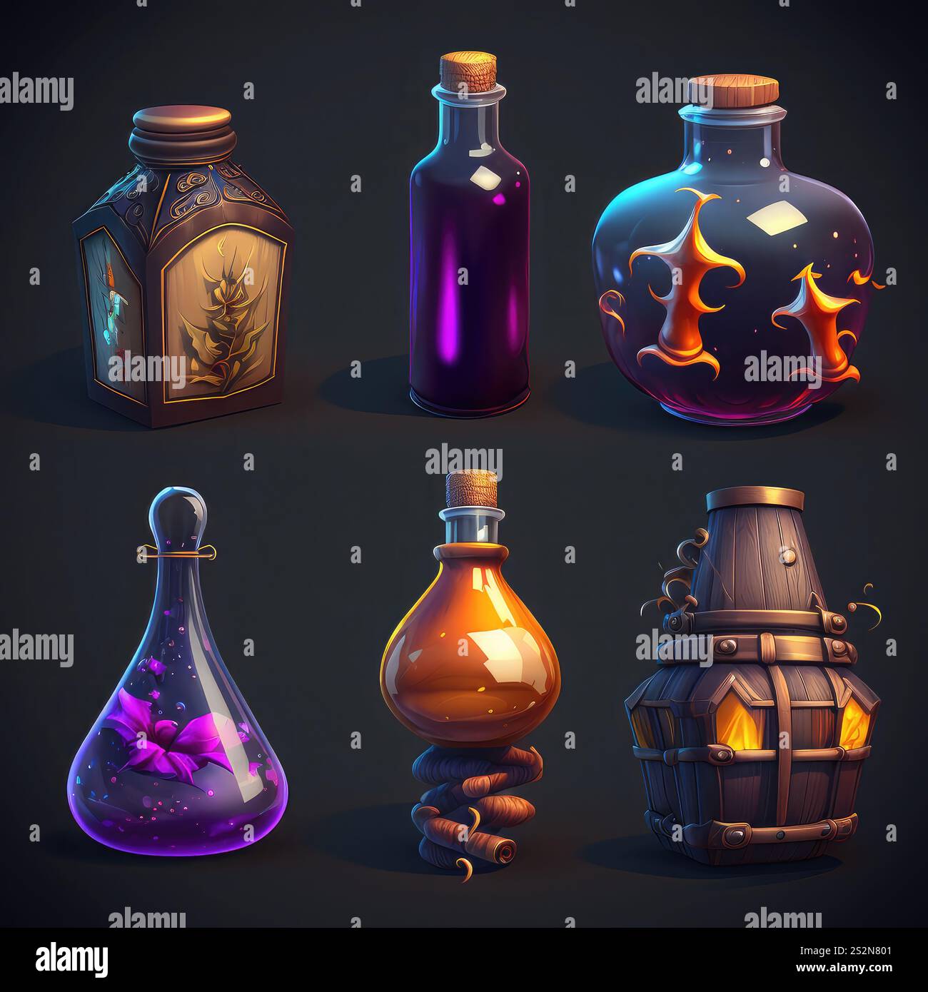 poison potion bottle video game ai generated. drink container, icon ...