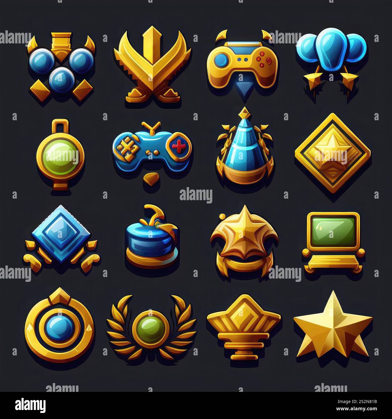 winner game medal achievement 2d ai generated. rank gui, win gold ...