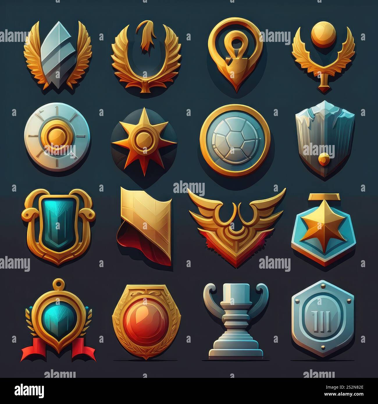 design game medal achievement 2d ai generated. reward winner, rank gui ...